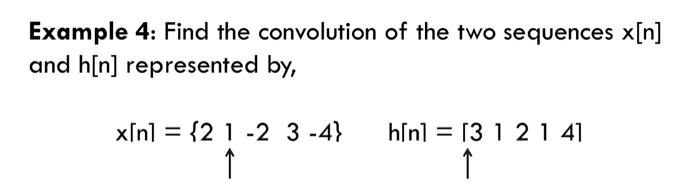 Solved Example 4: Find the convolution of the two sequences | Chegg.com