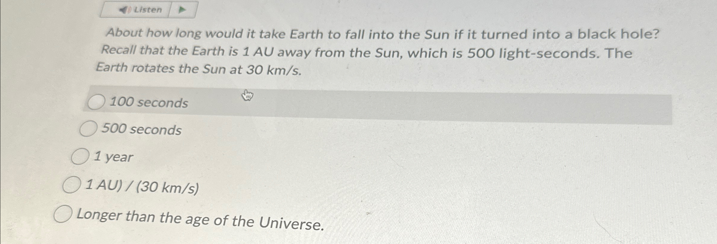 Solved About how long would it take Earth to fall into the | Chegg.com