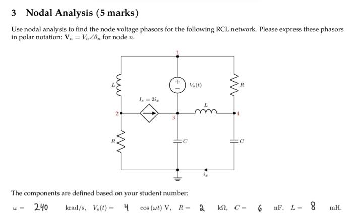 Solved Use nodal analysis to find the node voltage phasors | Chegg.com