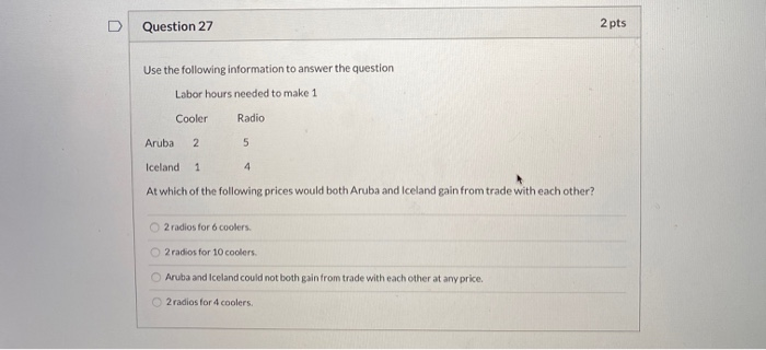 Solved D Question 27 2 pts Use the following information to | Chegg.com
