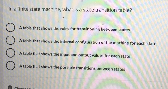 Solved In a finite state machine, what is a state transition | Chegg.com