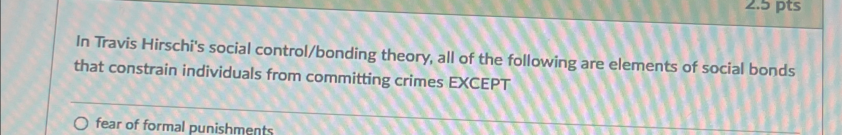 Solved In Travis Hirschi's social control/bonding theory, | Chegg.com