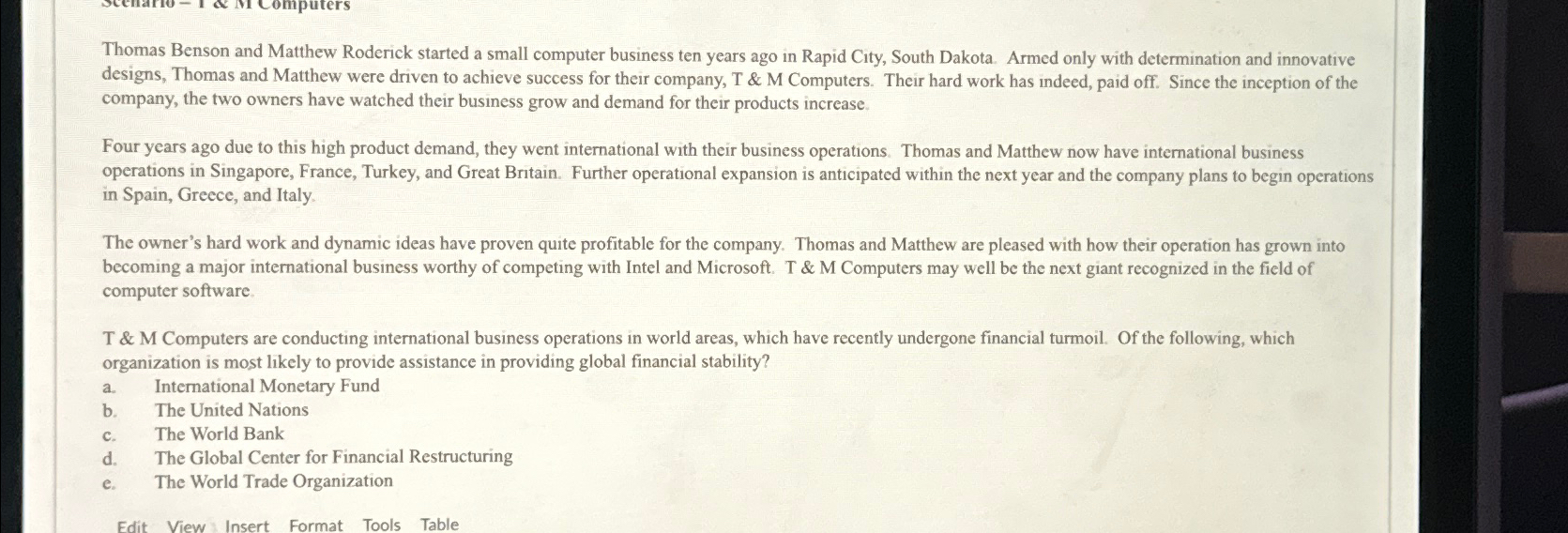 Solved Thomas Benson and Matthew Roderick started a small | Chegg.com