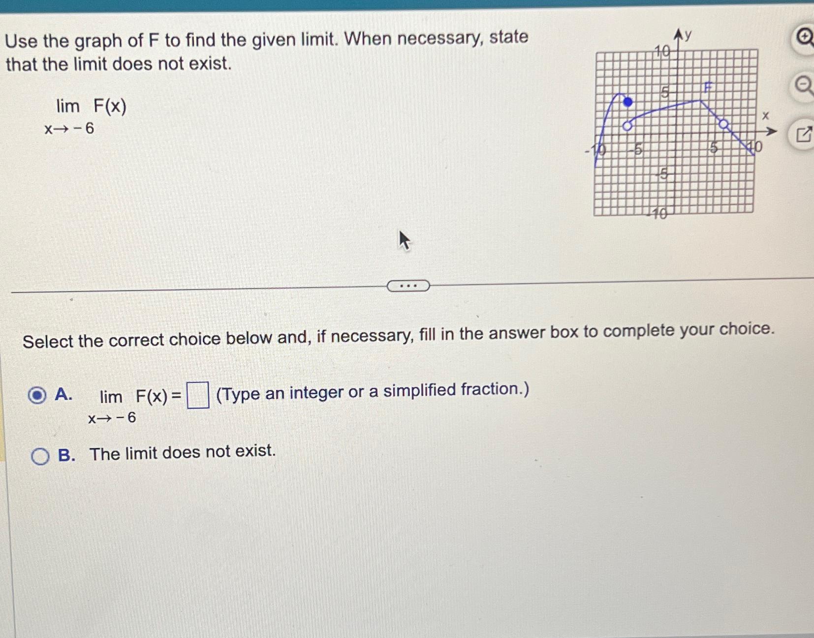 Solved Use the graph of F ﻿to find the given limit. ﻿When | Chegg.com