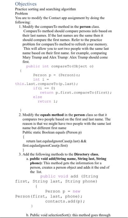 Solved Objectives Practice Sorting And Searching Algorithm 
