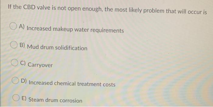 Solved If the CBD valve is not open enough, the most likely | Chegg.com