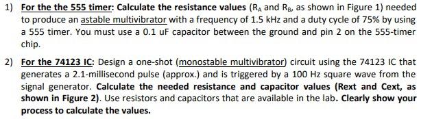 Solved For the the 555 timer: Calculate the resistance | Chegg.com