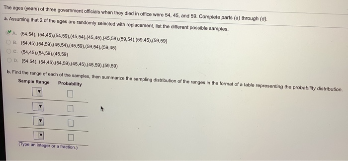 Solved The ages (years) of three government officials when | Chegg.com