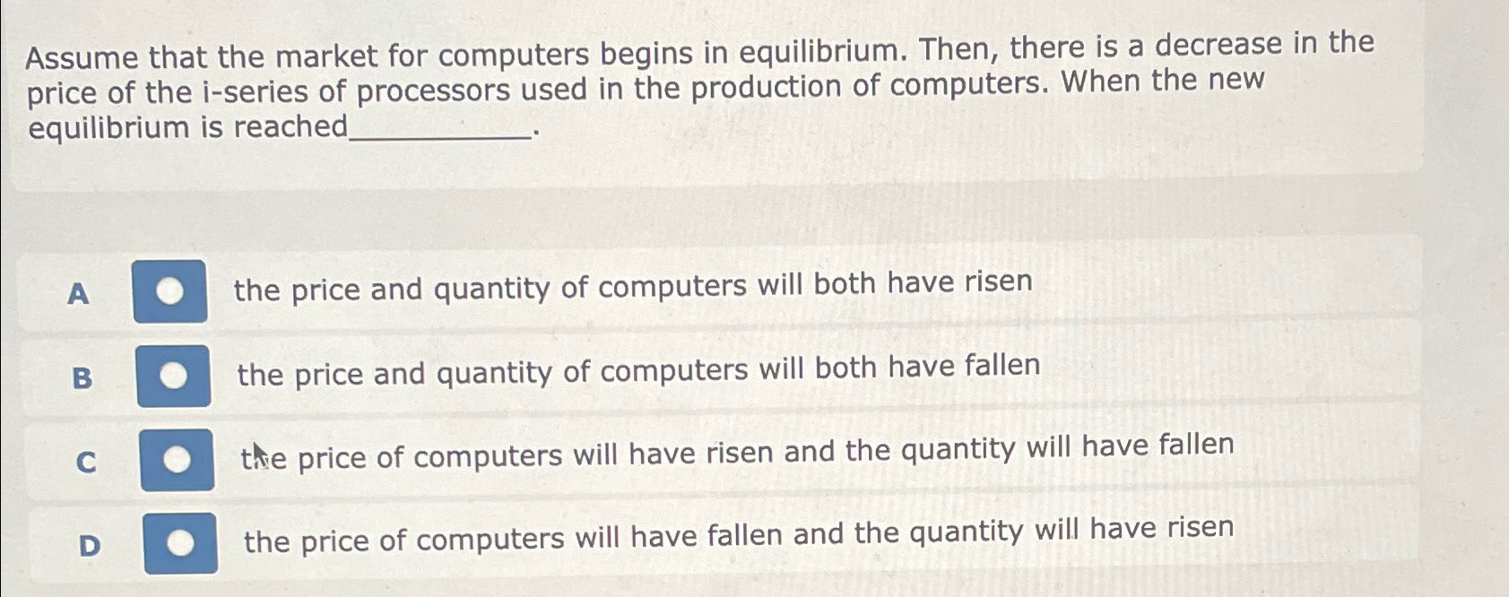 Solved Assume that the market for computers begins in | Chegg.com