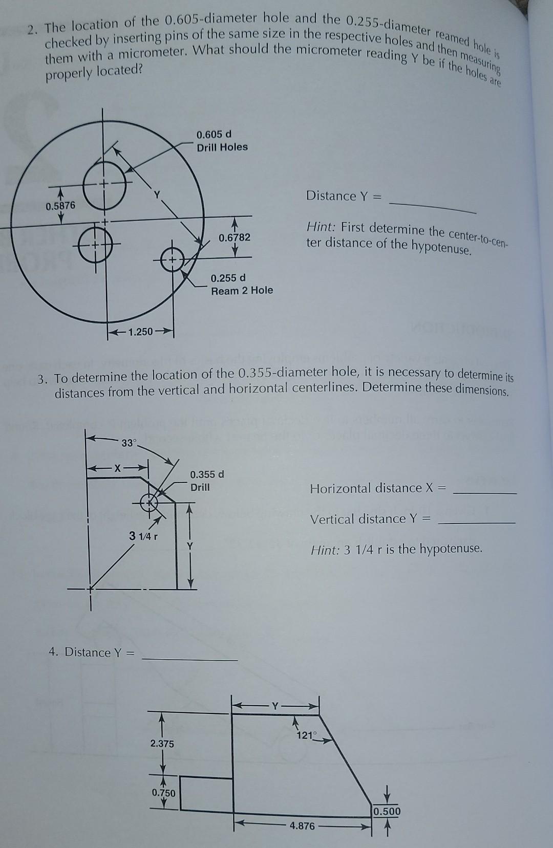 Solved 2. The location of the 0.605 -diameter hole and the | Chegg.com