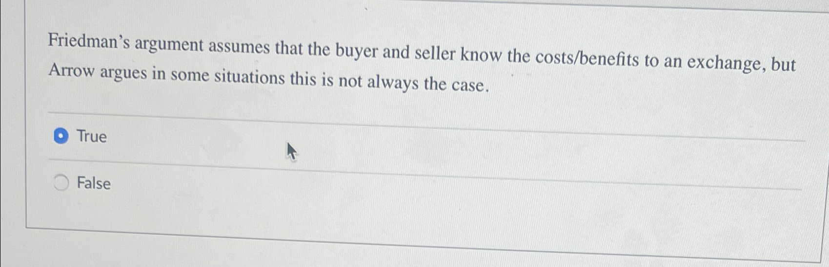Solved Friedman's argument assumes that the buyer and seller | Chegg.com