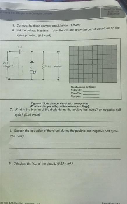 Solved 5. Connect the diode clamper circuit below. (t mark) | Chegg.com