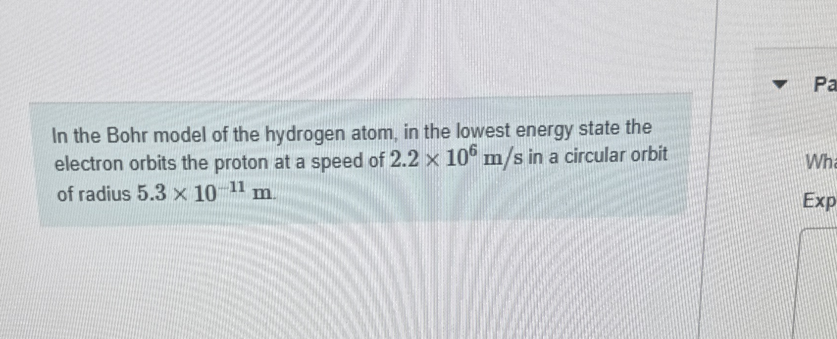 Solved In the Bohr model of the hydrogen atom, in the lowest | Chegg.com