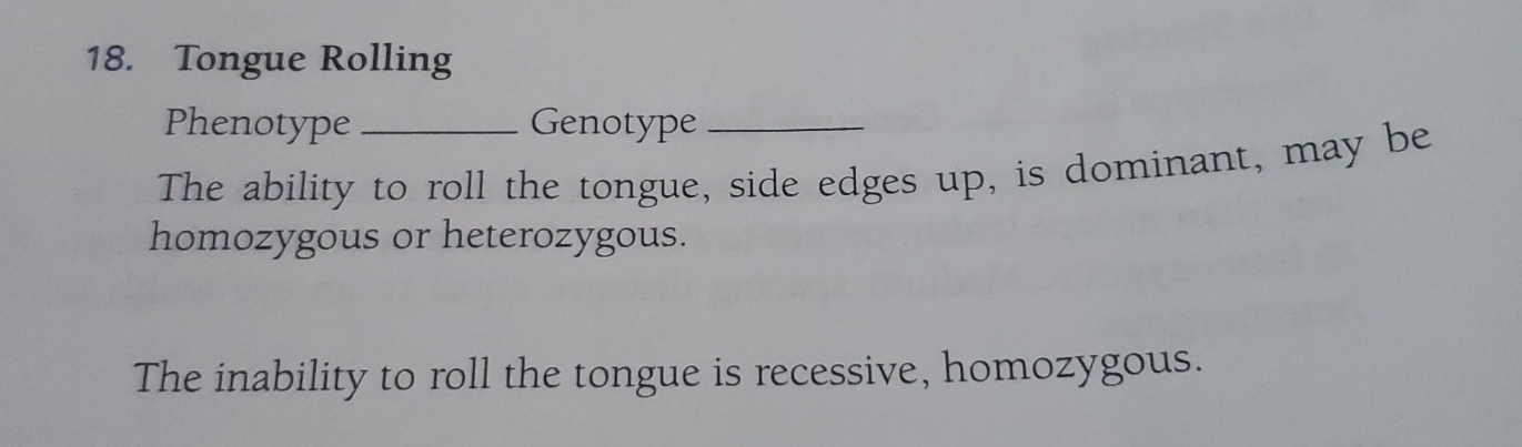 Solved Tongue RollingPhenotype| ﻿Genotype q, ﻿The ability | Chegg.com
