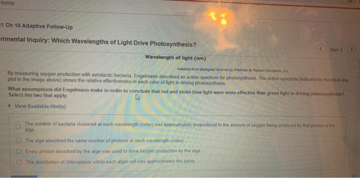 Solved Home 1 Ch 10 Adaptive Follow-Up rimental Inquiry: | Chegg.com