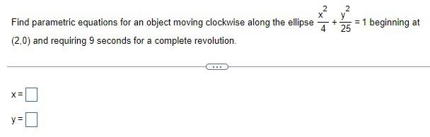 Solved Find parametric equations for an object moving | Chegg.com