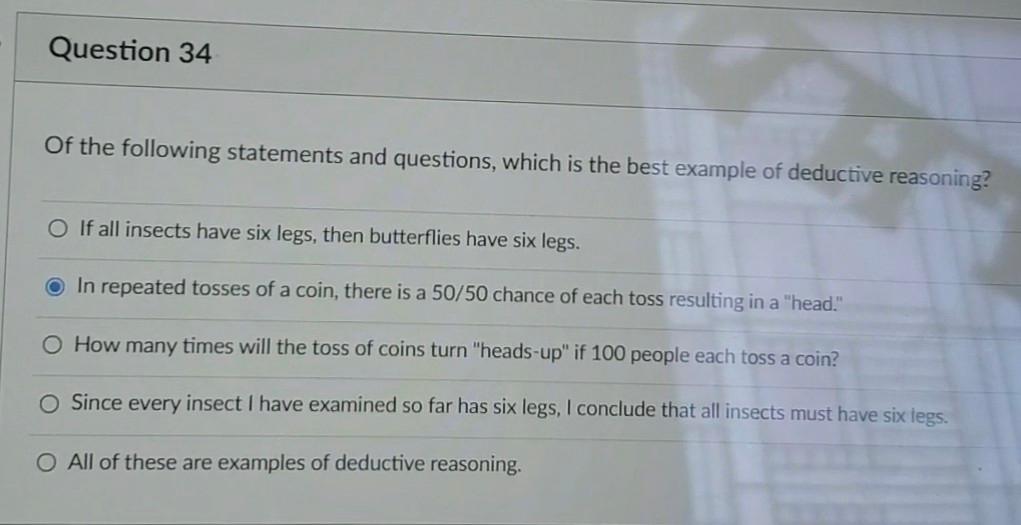 Solved What is the best example of deductive reasoning? | Chegg.com