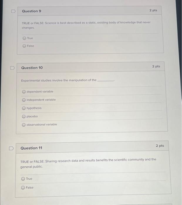 Solved TRUE or FALSE Science is best described as a static, | Chegg.com