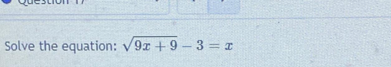 Solved Solve the equation: 9x+92-3=x | Chegg.com