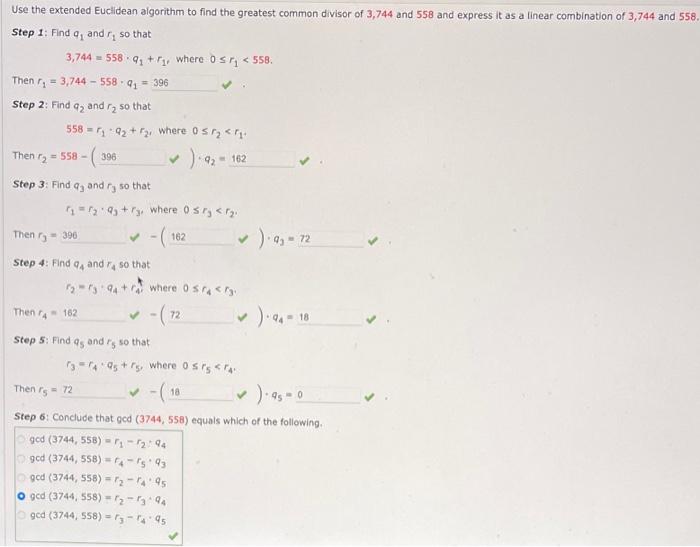 Solved Use the extended Euclidean algorithm to find the | Chegg.com
