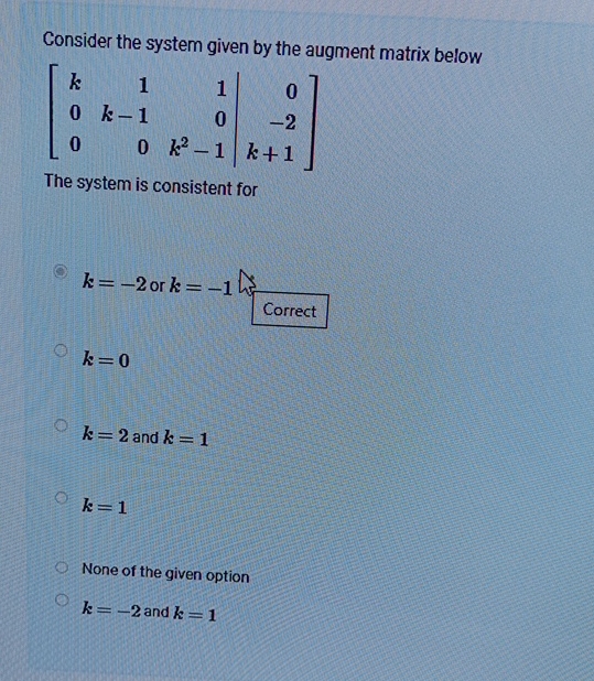 Consider the system given by the augment matrix | Chegg.com