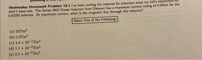 Solved Wednesday Homework Problem 10.1 l've been surfing the | Chegg.com