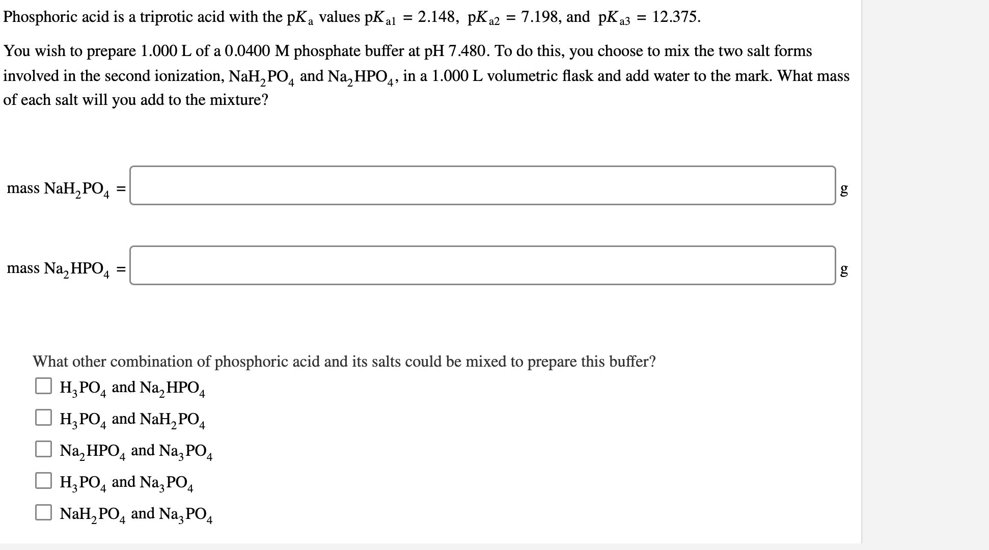 Solved Phosphoric acid is ﻿a triprotic acid with the pKa | Chegg.com