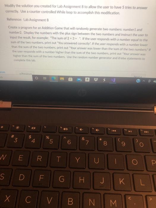 Solved Modify the solution you created for Lab Assignment 8 | Chegg.com