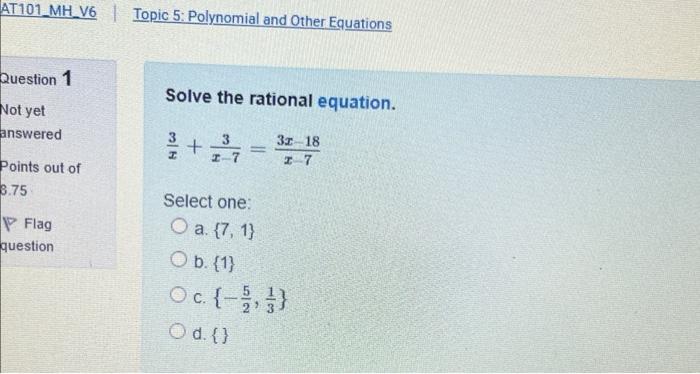 Solved AT101_MH V6 Question 1 Not yet answered Points out of | Chegg.com Solved AT101_MH V6 Question 1 Not yet answered Points out of | Chegg.com