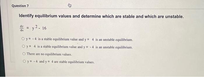 Solved Identify equilibrium values and determine which are | Chegg.com