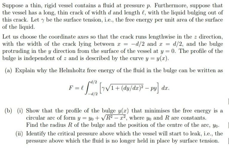 Solved Suppose a thin, rigid vessel contains a fluid at | Chegg.com