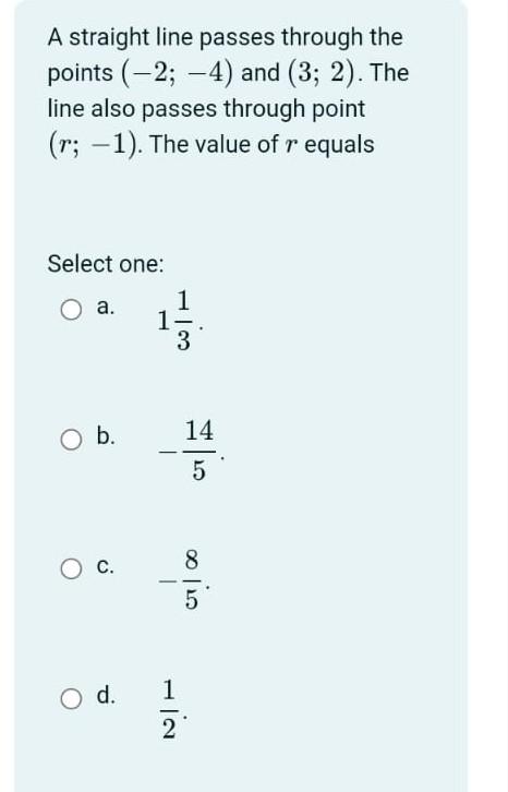 Solved A straight line passes through the points \\( (-2 | Chegg.com