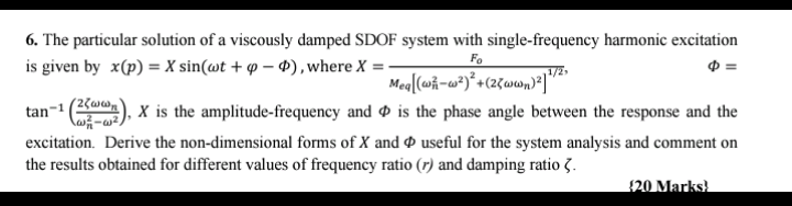 Solved 7. 6. The particular solution of a viscously damped | Chegg.com