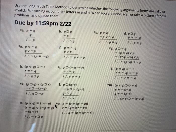 Solved Use the Long Truth Table Method to determine | Chegg.com