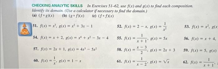 Solved CHECKING ANALYTIC SKILLS In Exercises S1-62, use f(x) | Chegg.com