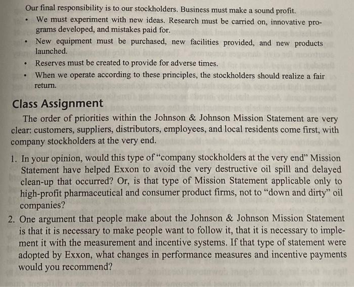 Exxon Corporation and tne Lack or a True Mission | Chegg.com