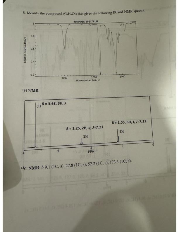 Solved Identify the compound (C4H8O2) ﻿that gives the | Chegg.com