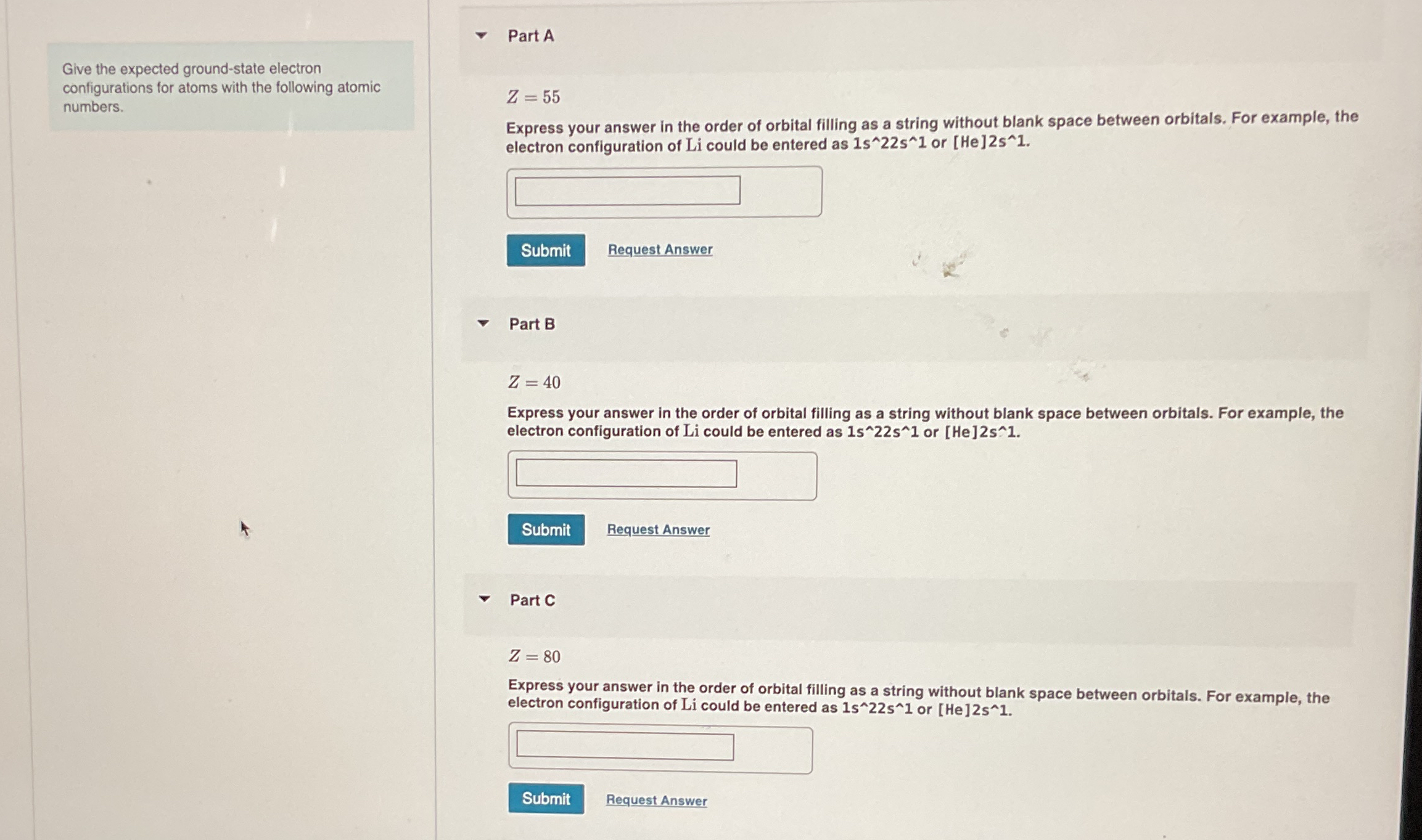Part AGive the expected ground-state electron | Chegg.com