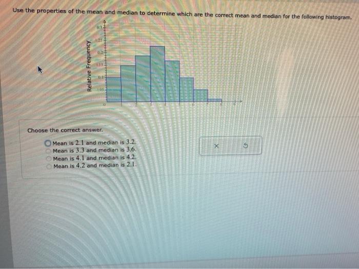 Solved Use The Properties Of The Mean And Median To