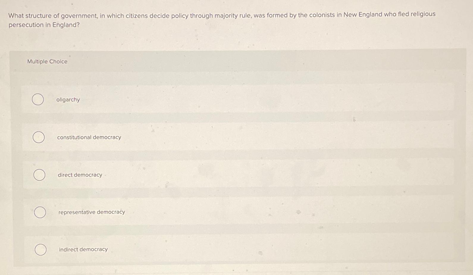 Solved What structure of government, in which citizens | Chegg.com