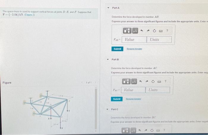Solved The space truss is used to support vertical forces at | Chegg.com