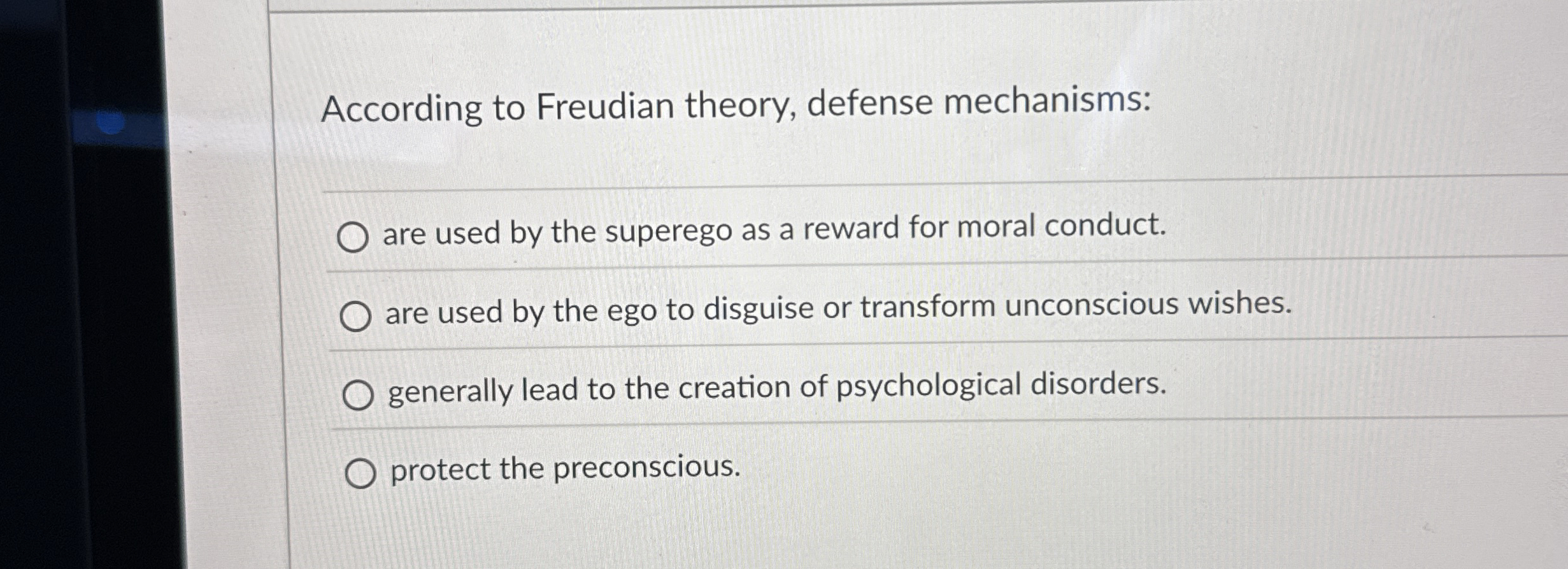 Solved According to Freudian theory, defense mechanisms:are | Chegg.com