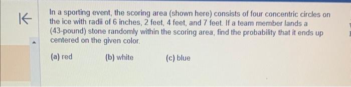 Solved In a sporting event, the scoring area (shown here) | Chegg.com