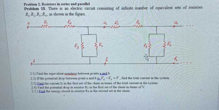 Solved Problem 2. Resistors in series and parallel Problem | Chegg.com