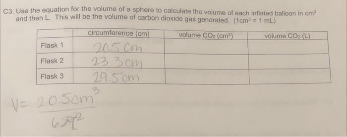 Solved 3. Use the equation for the volume of a sphere to | Chegg.com