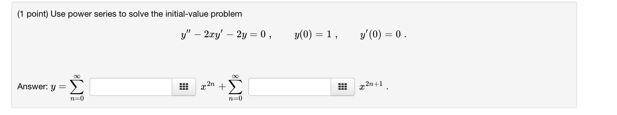 Solved (1 ﻿point) ﻿Solve the initial value problem(1 ﻿point) | Chegg.com