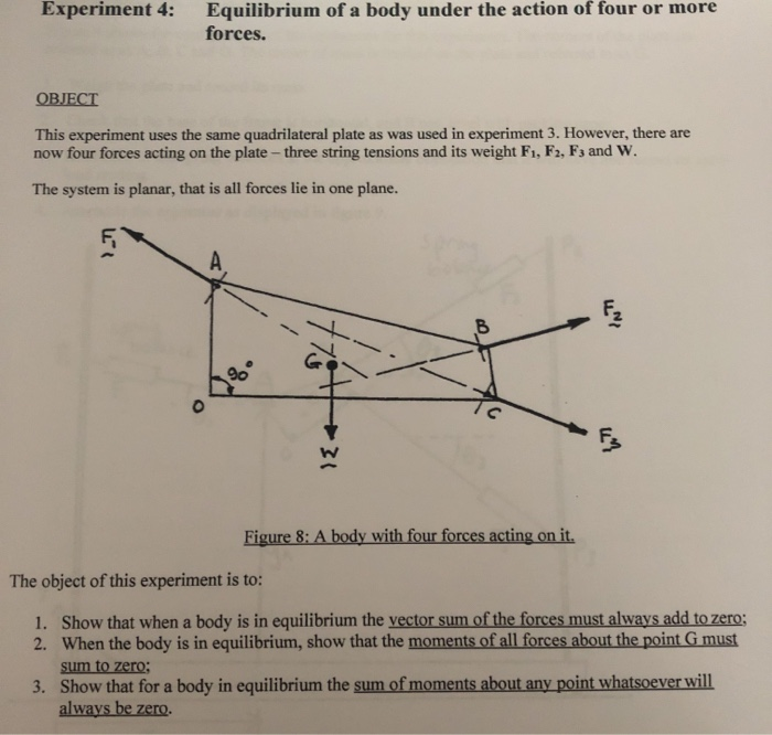 Solved Experiment 4: Equilibrium of a body under the action | Chegg.com