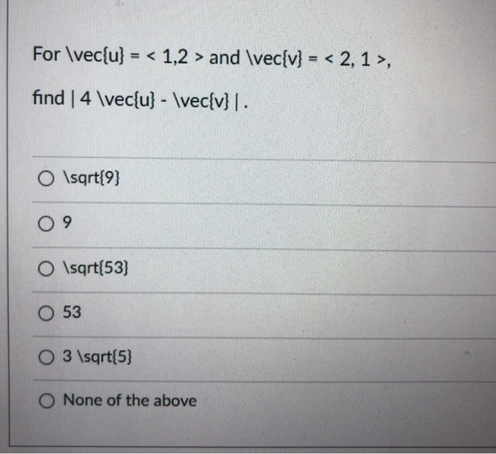 Solved For \vec{u} = and \vec{v} = , find | 4 | Chegg.com