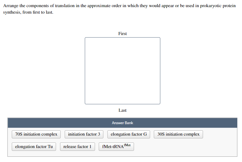Solved Arrange the components of translation in the | Chegg.com