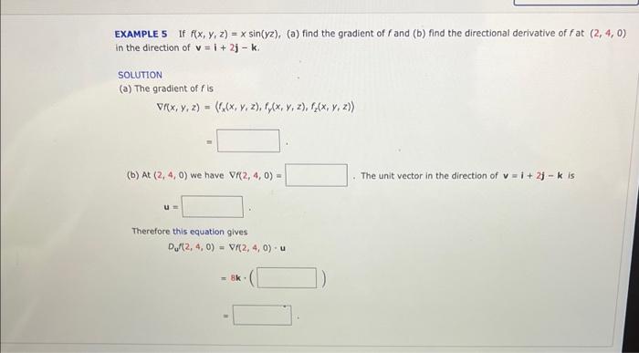 Solved EXAMPLE 5 If f(x,y,z)=xsin(yz), (a) find the gradient | Chegg.com